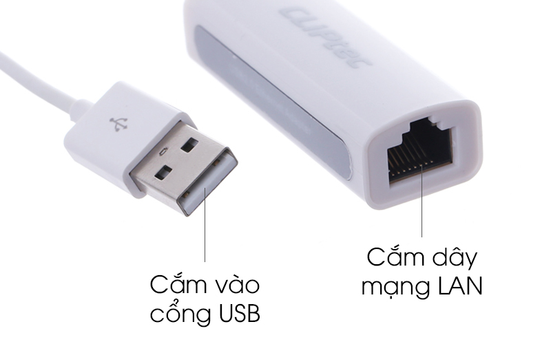 Adapter chuyển đổi USB ra cổng mạng LAN RJ45 Cliptec OCB480- Điện máy XANH