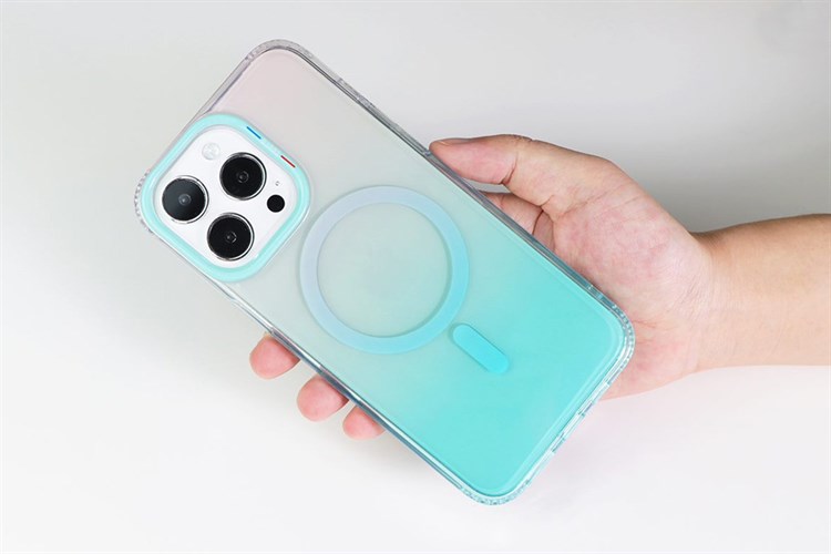 Ốp lưng Magsafe iPhone 15 Pro Max Nhựa cứng viền dẻo TGVIS GRACE NEON Blue