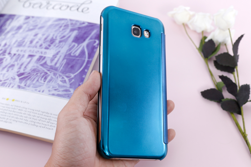 Ốp lưng Galaxy A720 Nắp gập Mirror Slim JM Xanh Navy