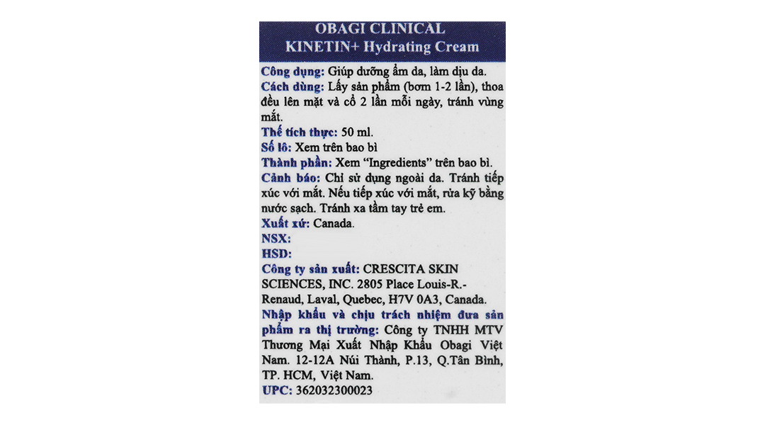 Kem dưỡng Obagi Clinical Kinetin+ giúp phục hồi da, giảm kích ứng chai ...
