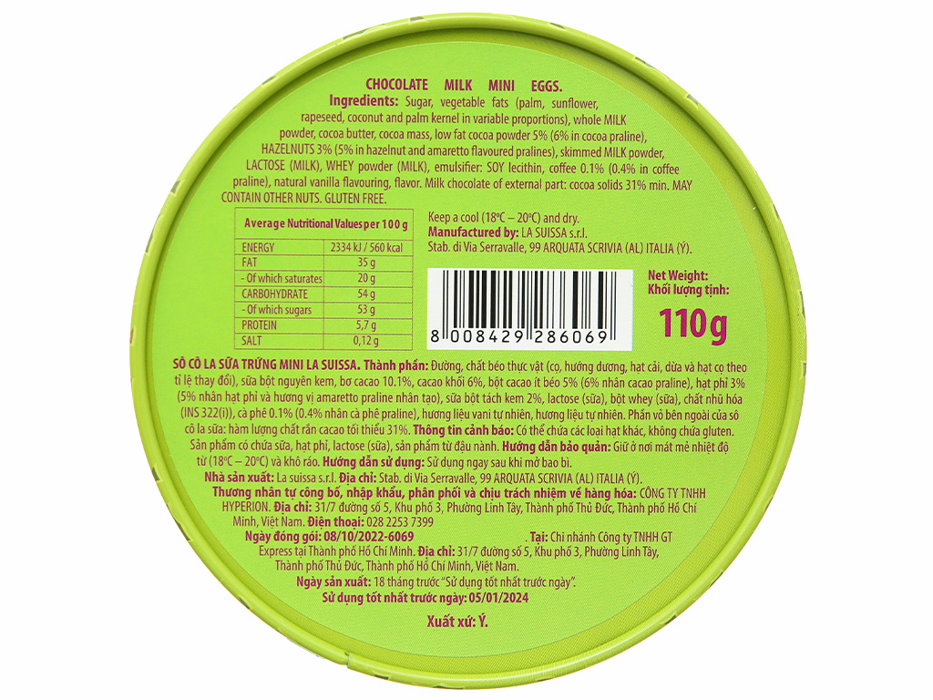 Socola sữa trứng mini La Suissa hộp 110g tại Bách hoá XANH