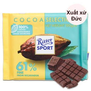Socola đen 61% cacao Ritter Sport thanh 100g Bách hoá XANH
