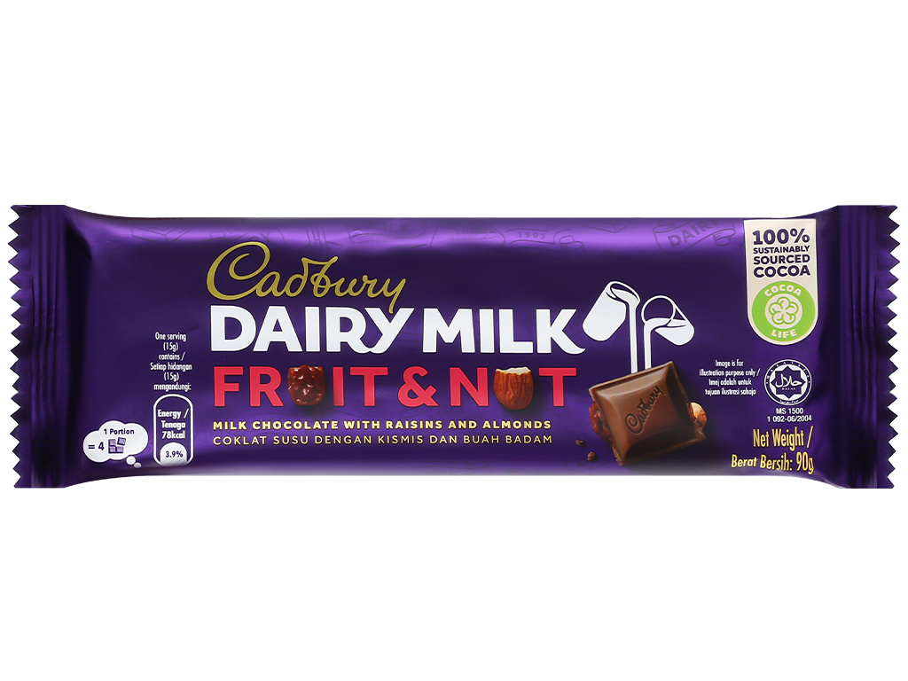Socola trái cây hạt Cadbury Dairy Milk 90g tại Bách hoá XANH