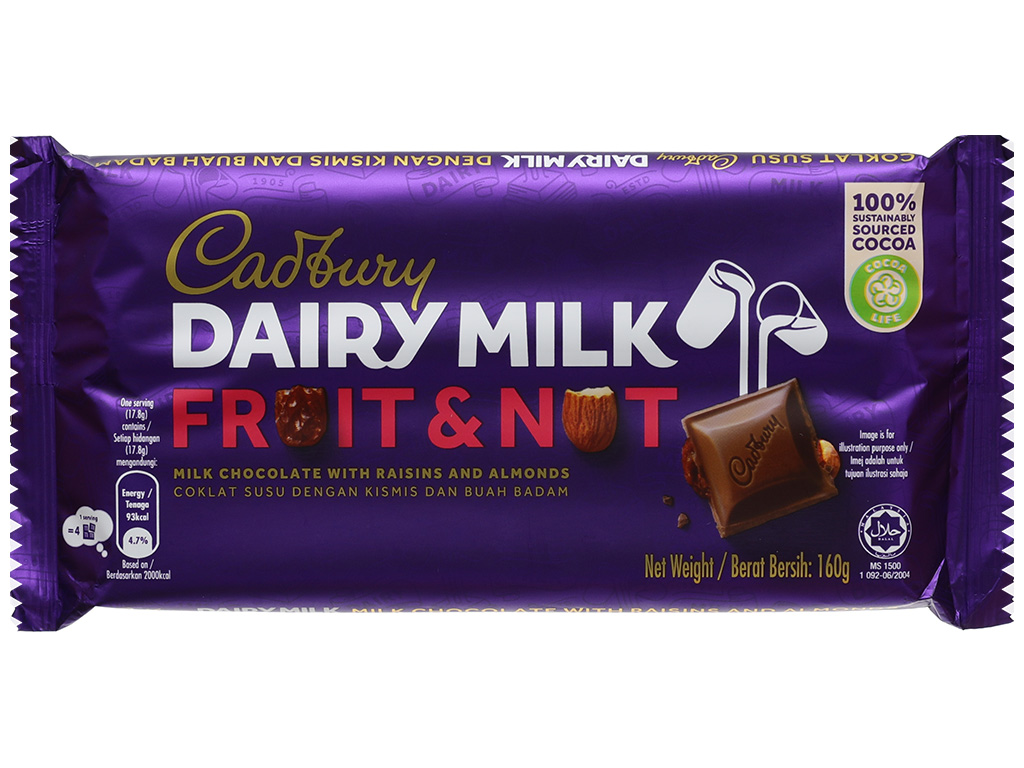 Socola trái cây hạt Cadbury Dairy Milk 160g Bách hoá XANH