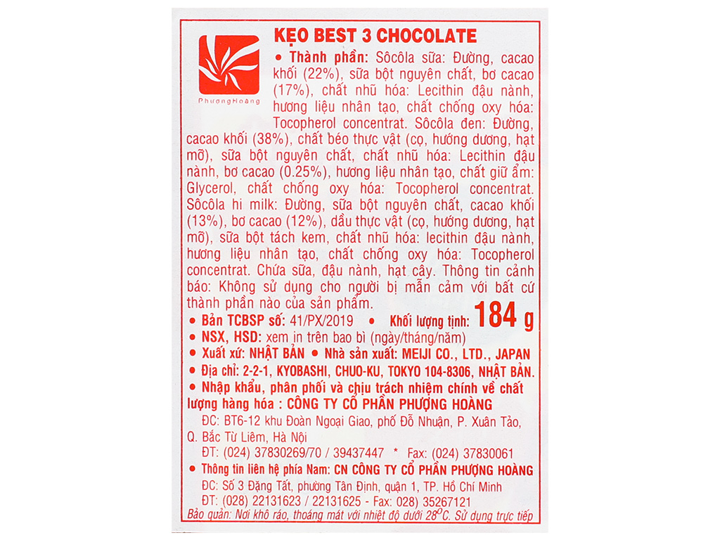 Kẹo Meiji Best 3 Chocolate hộp 184g tại Bách hoá XANH
