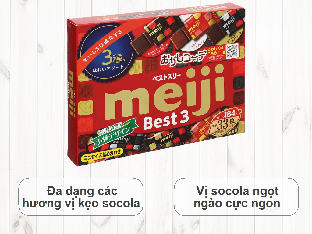 Kẹo Meiji Best 3 Chocolate hộp 184g tại Bách hoá XANH