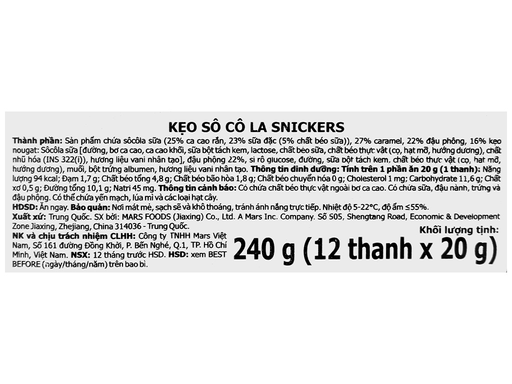 Kẹo socola Snickers gói 240g tại Bách hoá XANH
