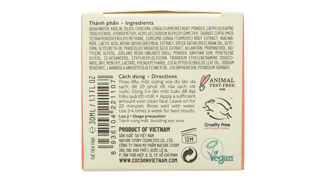 Mặt nạ gel nghệ Hưng Yên Cocoon giúp da rạng rỡ, mịn màng hũ 30ml - 08/ ...