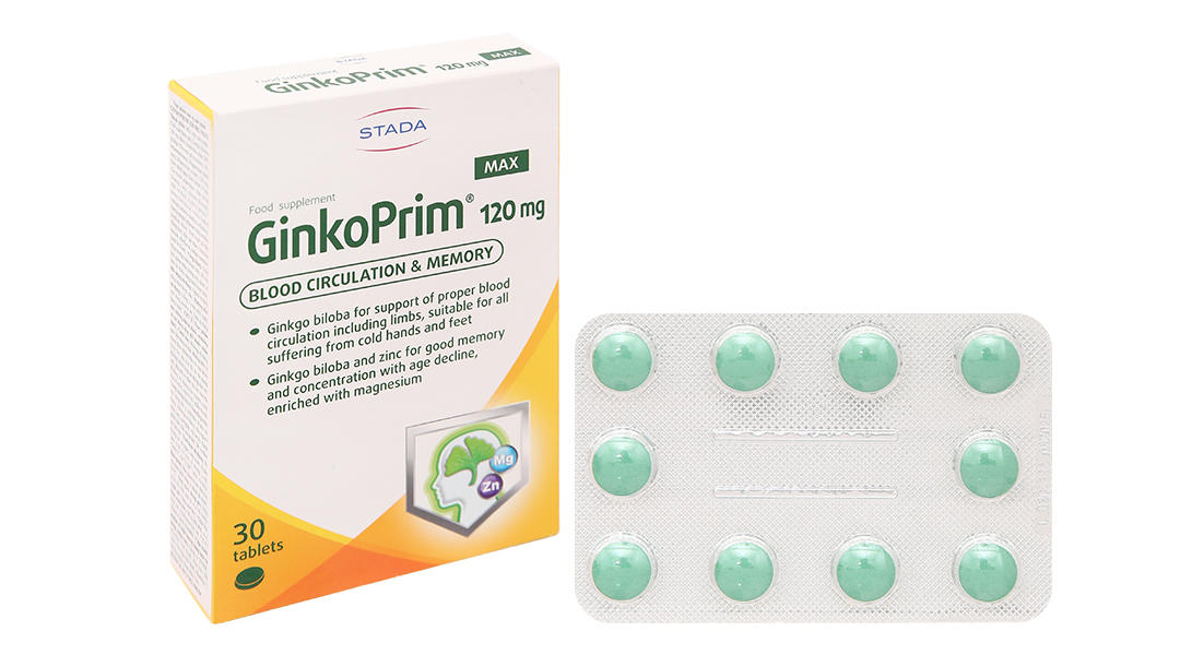 GinkoPrim Max 120mg giúp tăng cường tuần hoàn não hộp 30 viên - 07/2024 ...