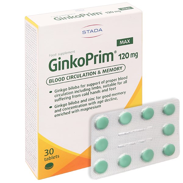 GinkoPrim Max 120mg giúp tăng cường tuần hoàn não hộp 30 viên - 12/2024 ...