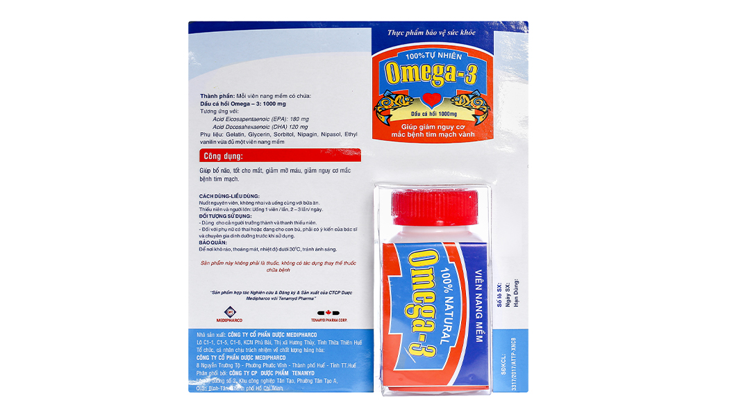 Medipharco Omega-3 1000mg tốt cho mắt, giảm mỡ máu lọ 60 viên - 07/2024 ...
