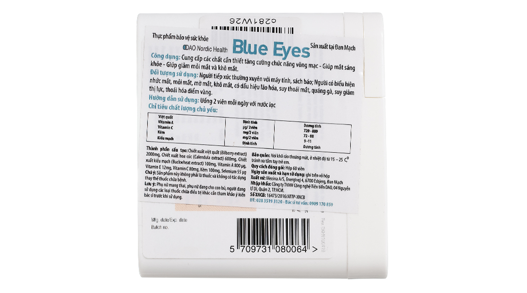 Dao Nordic Health Blue Eyes tăng cường chức năng võng mạc chai 60 viên ...
