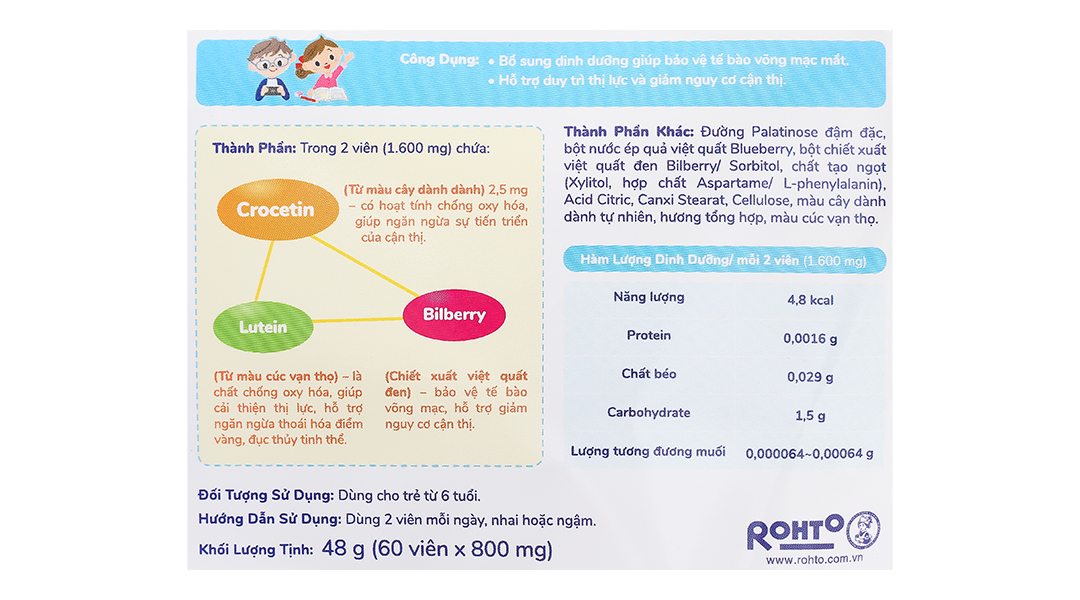 Kẹo ngậm Rohto Clear Vision Junior vị việt quất hỗ trợ bổ mắt cho bé ...