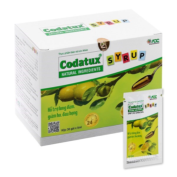 Codatux Syrup hỗ trợ giảm ho, đau rát họng hộp 30 gói x 5ml - 12/2024 ...