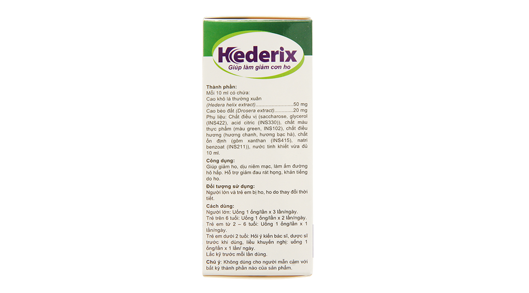 Siro Hederix hỗ trợ giảm ho, đau rát họng hộp 20 ống x 10ml - 08/2024 ...