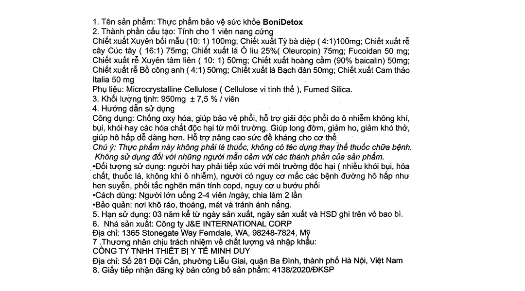 Boni Detox giúp giải độc phổi, long đờm, giảm ho hộp 30 viên - 08/2024 ...