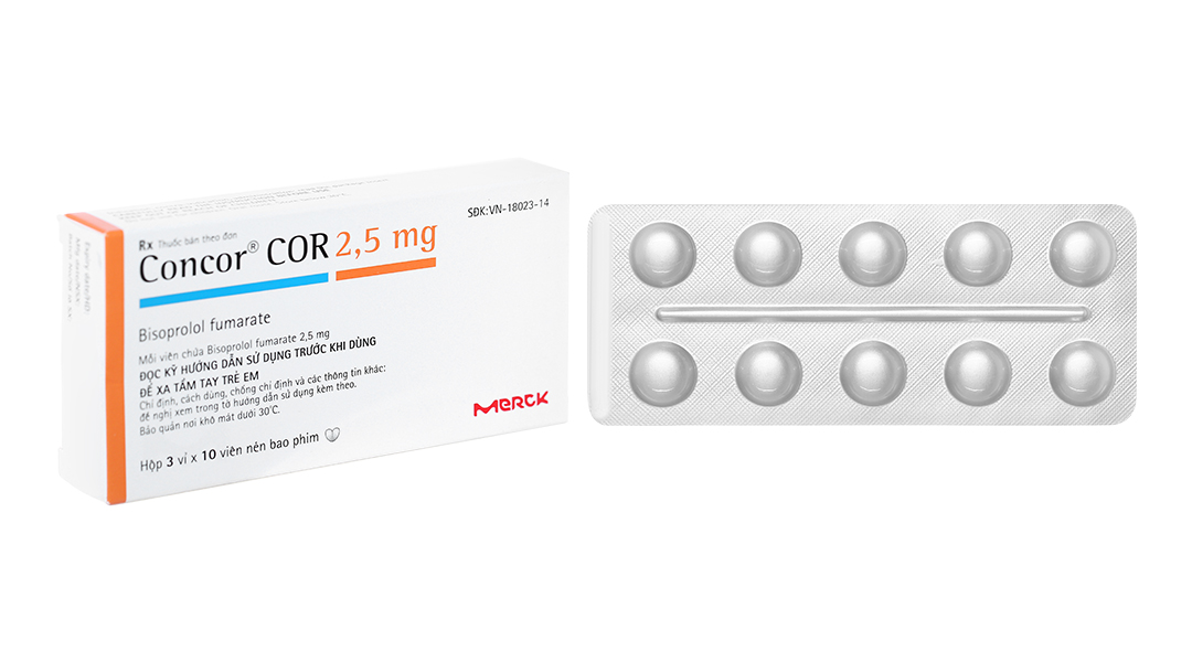 Concor 2.5mg trị bệnh suy tim mạn tính ổn định (3 vỉ x 10 viên) - 08/ ...