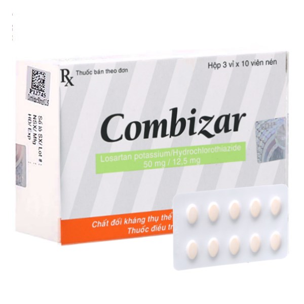 Combizar 50mg/12.5mg trị tăng huyết áp (3 vỉ x 10 viên) - 09/2024 ...
