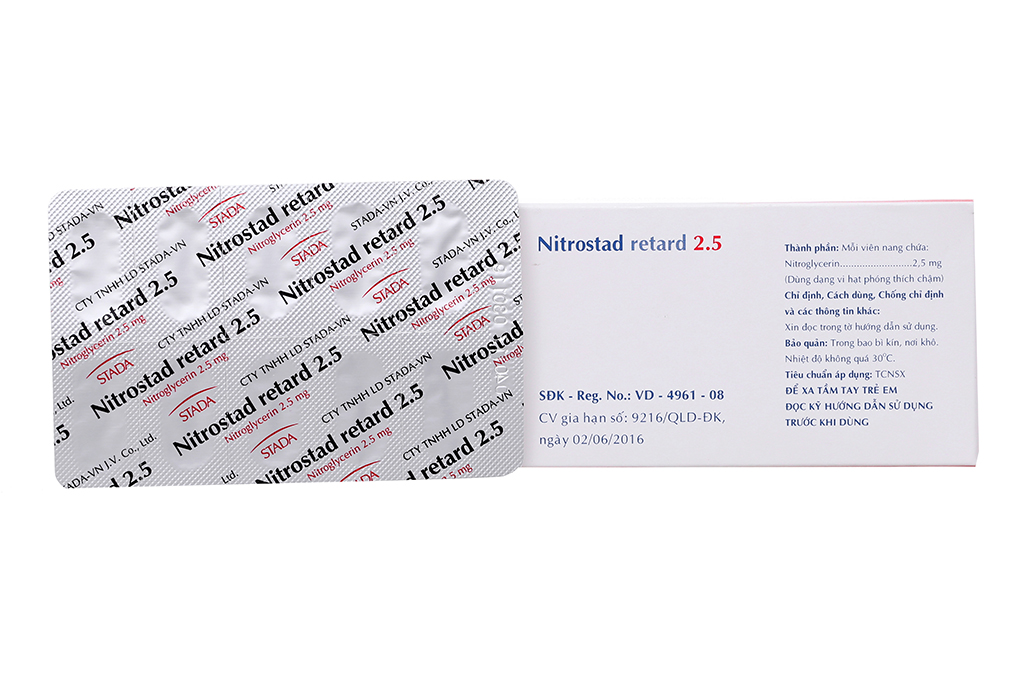 Nitrostad Retard 2.5 trị đau thắt ngực (6 vỉ x 10 viên) - 08/2024 ...