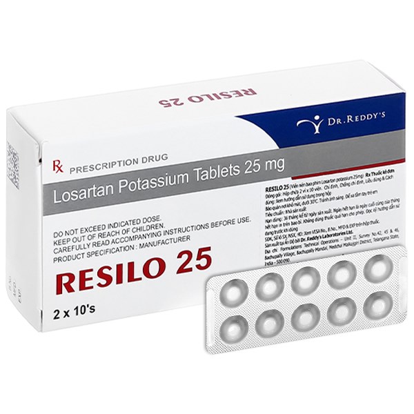 Resilo 25 trị tăng huyết áp đơn trị liệu hoặc phối hợp (2 vỉ x 10 viên ...