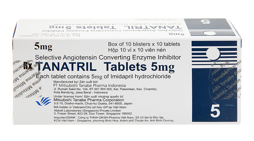Tanatril Tablets 5mg trị tăng huyết áp (10 vỉ x 10 viên) chính hãng ...