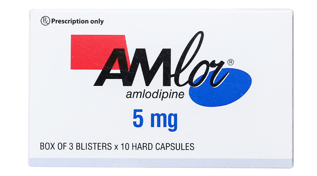 Amlor 5mg trị tăng huyết áp, đau thắt ngực (3 vỉ x 10 viên) chính hãng ...