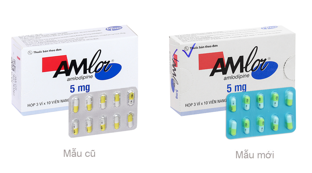 Amlor 5mg trị tăng huyết áp, bệnh mạch vành, đau thắt ngực (3 vỉ x 10 ...