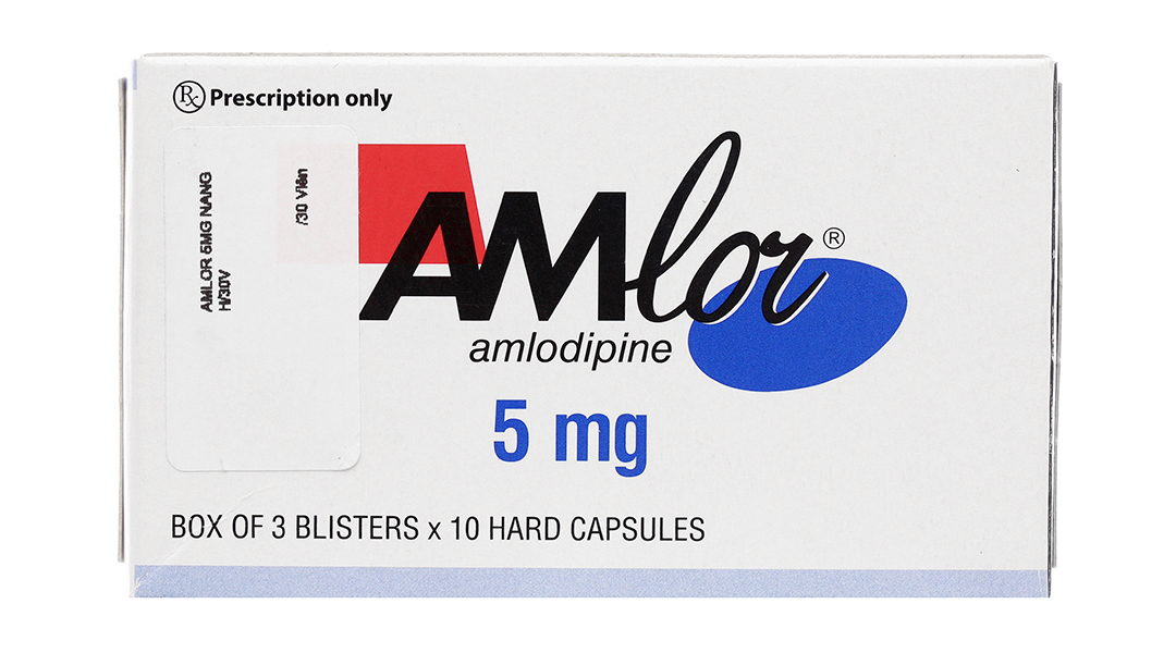Amlor 5mg trị tăng huyết áp, bệnh mạch vành, đau thắt ngực (3 vỉ x 10 ...