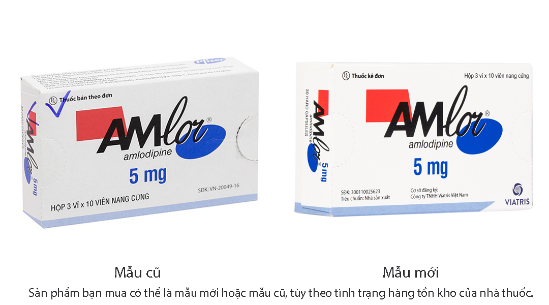 Amlor 5mg trị tăng huyết áp, bệnh mạch vành, đau thắt ngực (3 vỉ x 10 ...