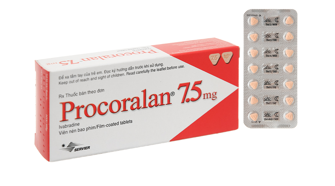 Procoralan 7.5mg trị đau thắt ngực, suy tim (4 vỉ x 14 viên) - 08/2024 ...