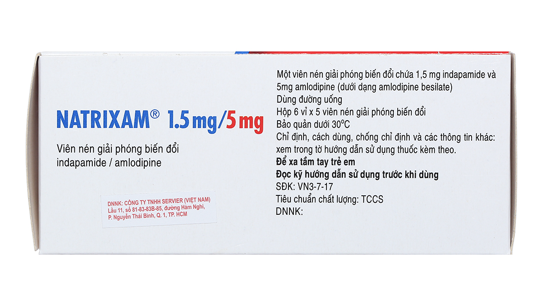 Natrixam 1.5mg/5mg trị tăng huyết áp (6 vỉ x 5 viên) - 08/2024 ...