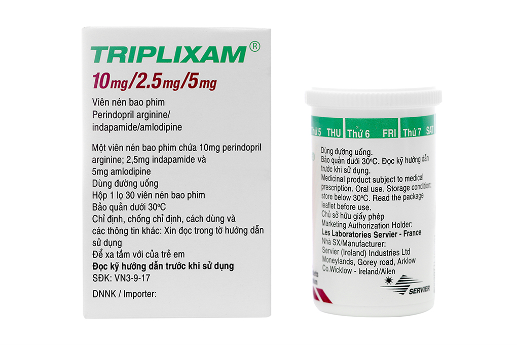 Triplixam 10mg/2.5mg/5mg trị tăng huyết áp hộp 30 viên - 07/2024 | nhathuocankhang.com