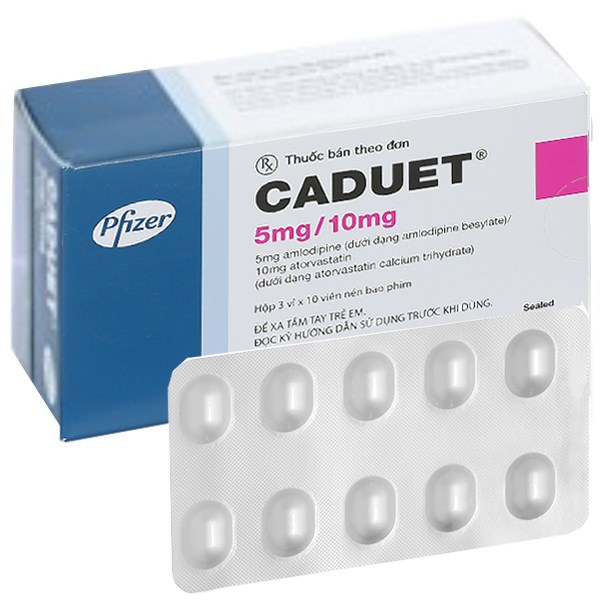 Caduet 5mg/10mg trị tăng huyết áp, rối loạn lipid máu (3 vỉ x 10 viên ...