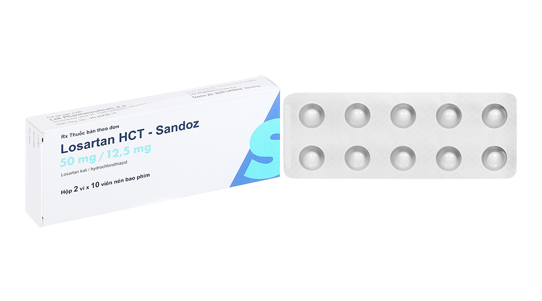 Losartan HCT-Sandoz 50mg/12.5mg trị tăng huyết áp (2 vỉ x 10 viên) - 08 ...