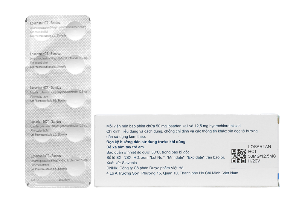 Losartan HCT-Sandoz 50mg/12.5mg trị tăng huyết áp (2 vỉ x 10 viên) - 08 ...