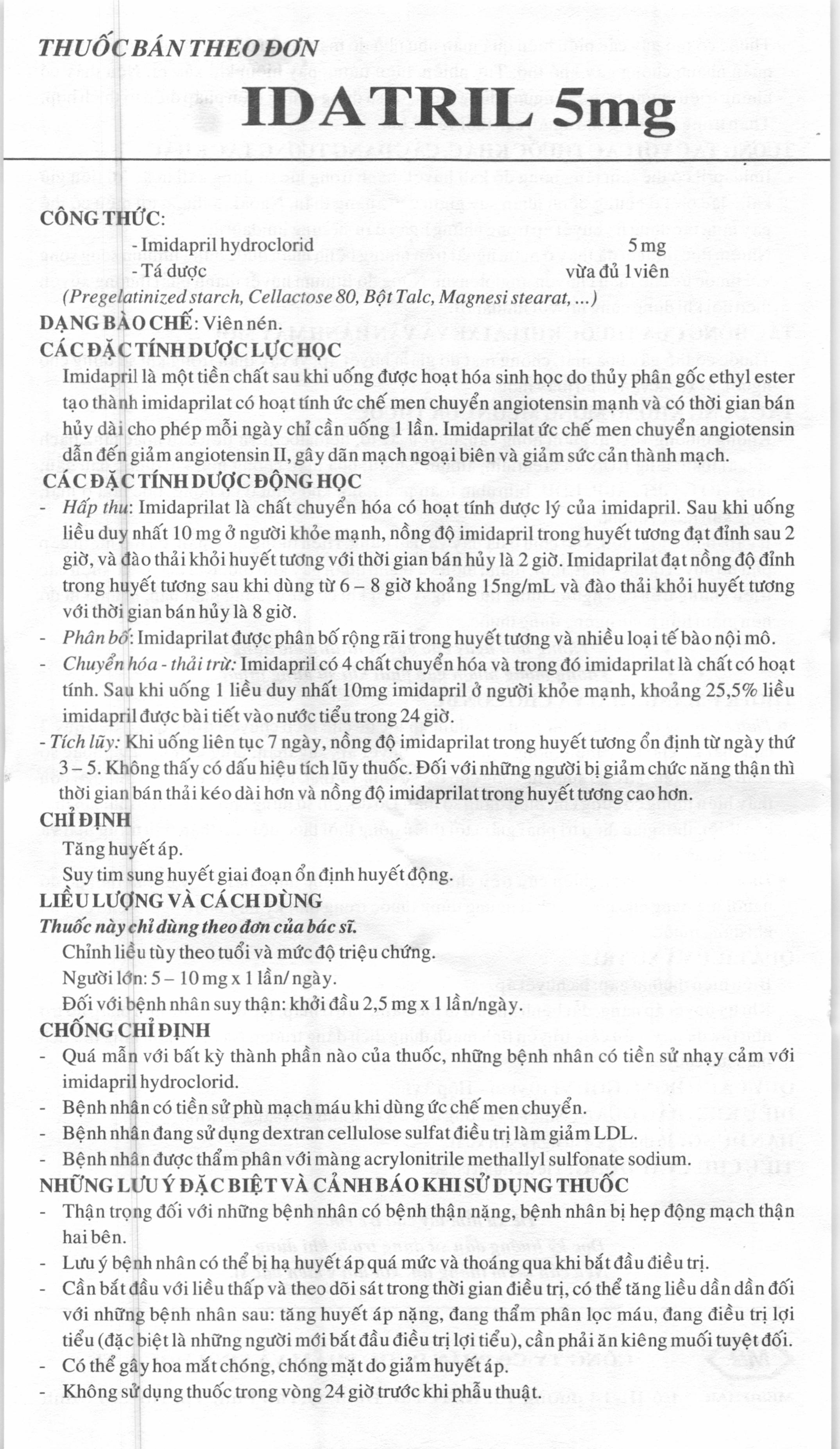 Thuốc Idatril 5mg hộp 30 viên- Nhà thuốc An Khang