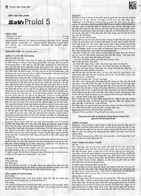 Thuốc SaVi Prolol 5 mg hộp 30 viên-Nhà thuốc An Khang