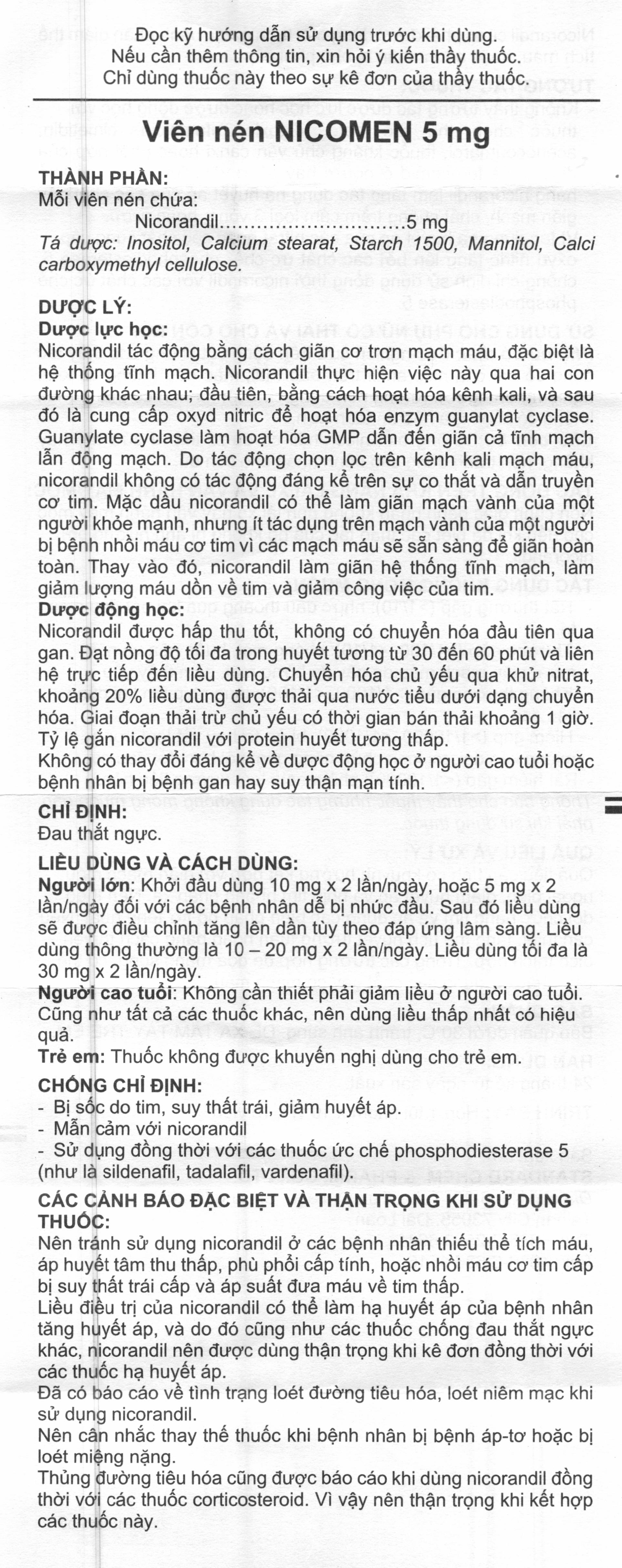 Thuốc Nicomen 5mg hộp 100 viên-Nhà thuốc An Khang