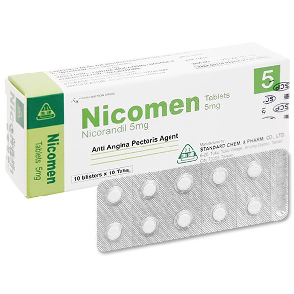 Nicomen Tablets 5mg trị đau thắt ngực (10 vỉ x 10 viên) - 11/2024 ...
