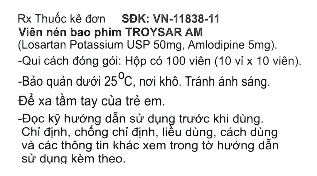 Thuốc Troysar AM hộp 100 viên-Nhà thuốc An Khang