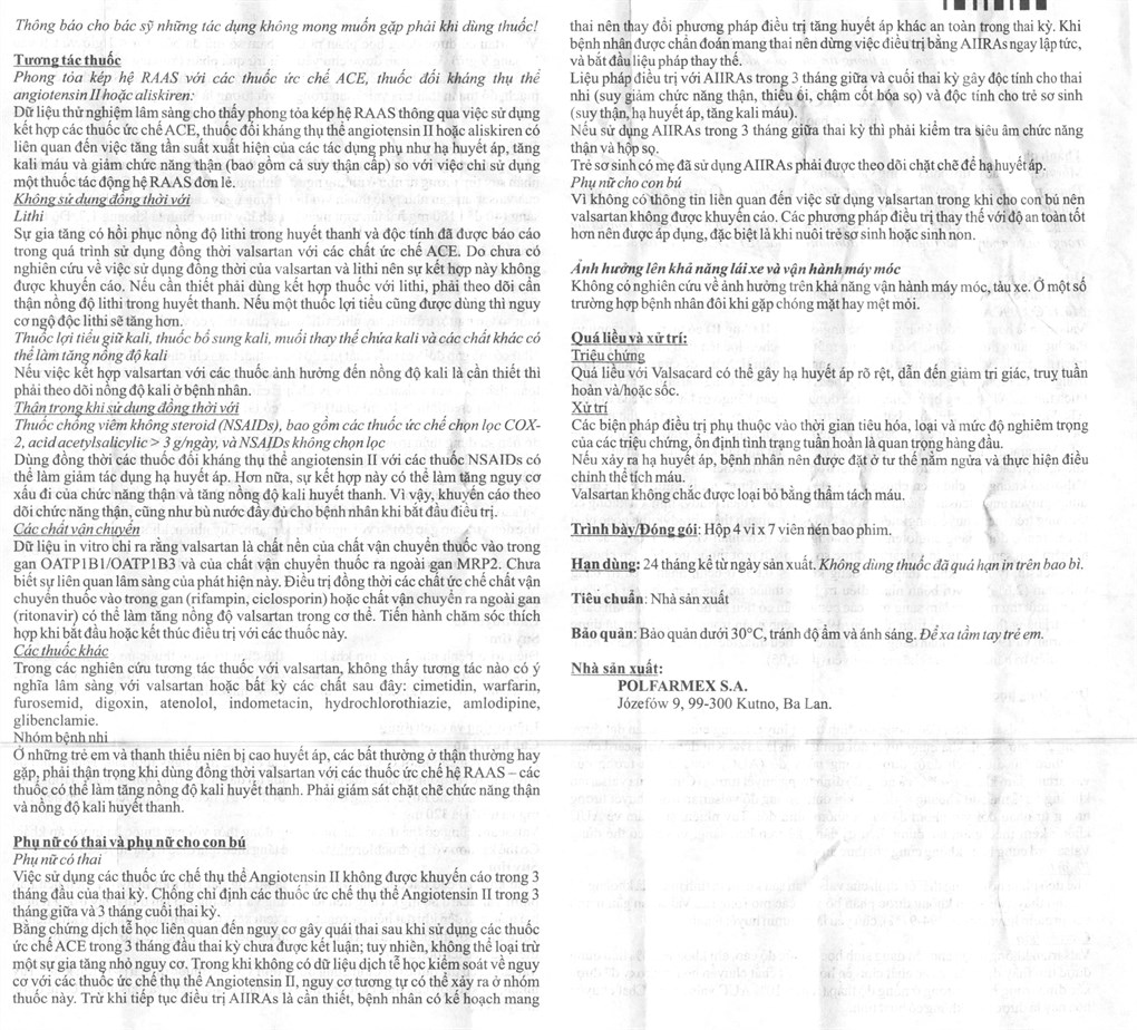 Thuốc trị tăng huyết áp Valsacard 80mg 28 viên - Nhà thuốc An Khang