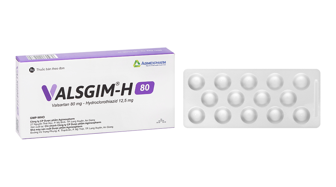 Valsgim - H 80mg/12.5mg chỉ định điều trị tăng huyết áp (2 vỉ x 14 viên ...