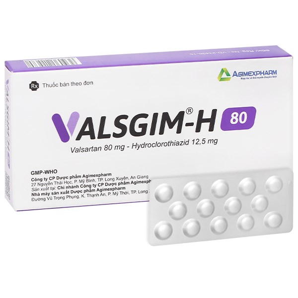 Valsgim - H 80mg/12.5mg chỉ định điều trị tăng huyết áp (2 vỉ x 14 viên ...