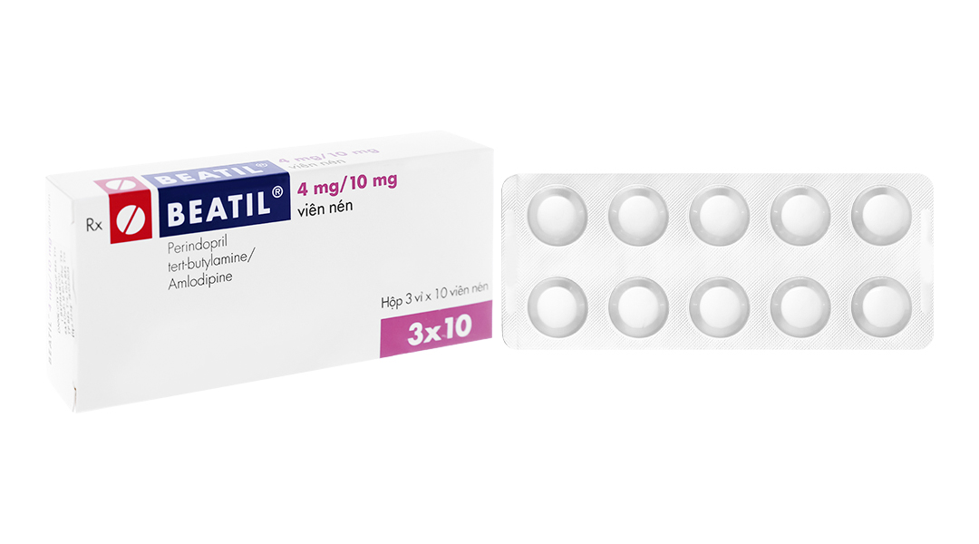 Beatil 4mg/10mg trị tăng huyết áp vô căn, bệnh mạch vành ổn định (3 vỉ ...