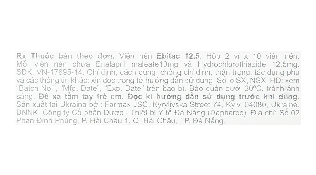 Ebitac 12,5mg - Nhà thuốc An Khang