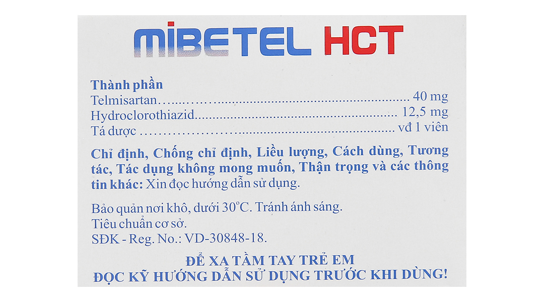 Mibetel HCT 40mg/12.5mg trị tăng huyết áp (10 vỉ x 10 viên) - 08/2024 ...