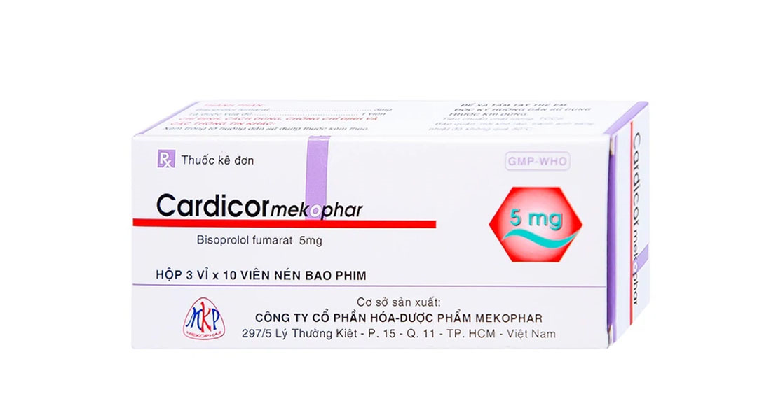 Cardicor Mekophar 5mg trị tăng huyết áp, đau thắt ngực (3 vỉ x 10 viên ...