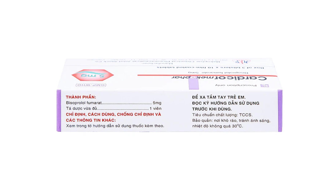 Cardicor Mekophar 5mg trị tăng huyết áp, đau thắt ngực (3 vỉ x 10 viên ...