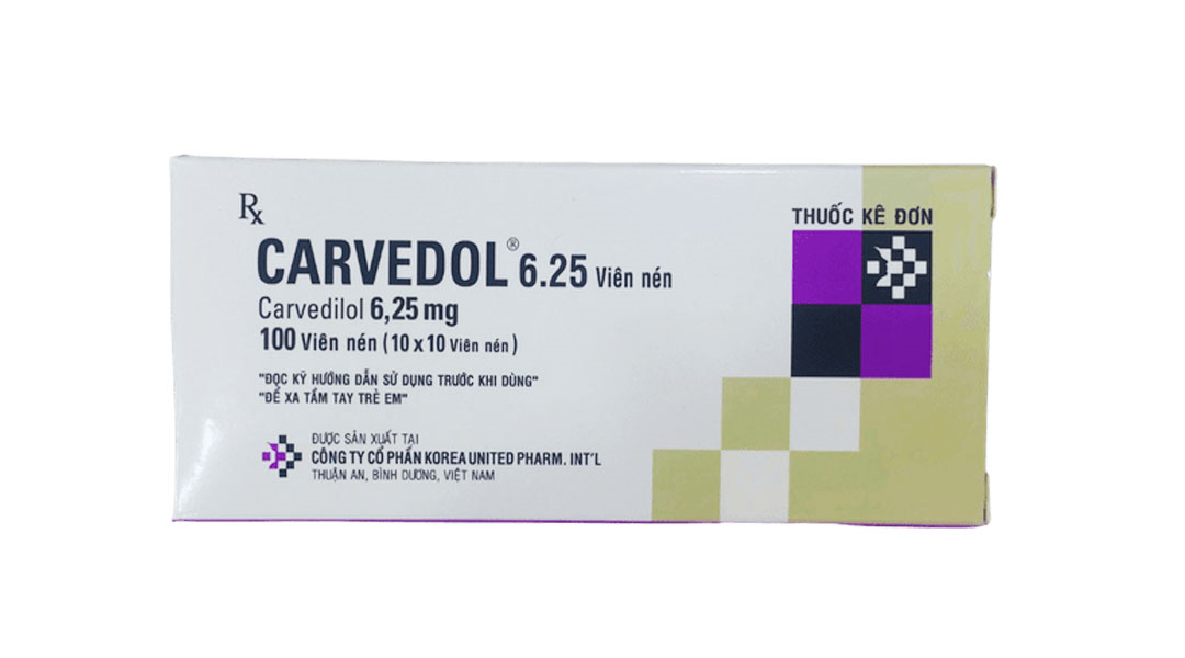 Carvedol 6.25 trị tăng huyết áp, đau thắt ngực (10 vỉ x 10 viên) - 08/ ...