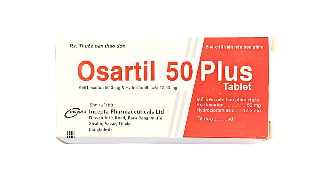 Osartil 50 Plus Tablets chỉ định điều trị tăng huyết áp (5 vỉ x 10 viên ...